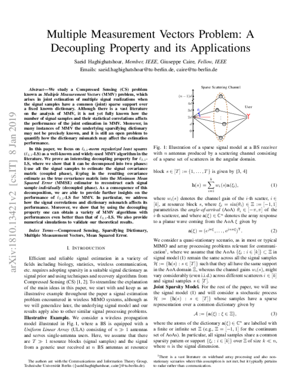 (PDF) Multiple Measurement Vectors Problem: A Decoupling Property and its Applications