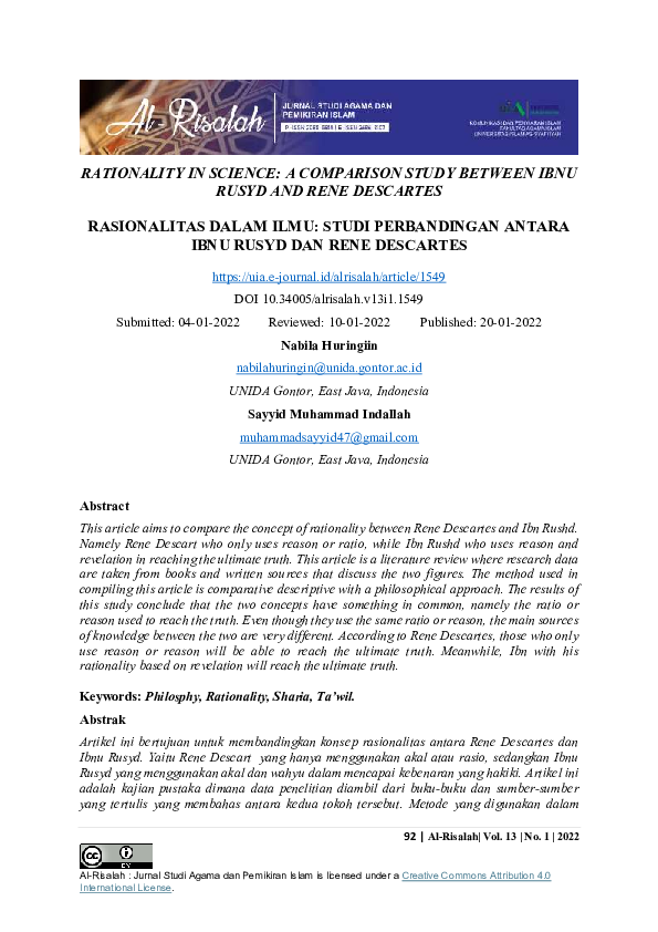 (PDF) Rationality in Science: A Comparison Study Between Ibnu Rusyd and ...