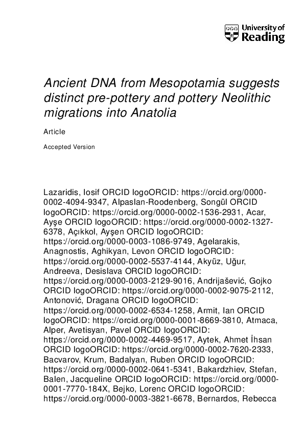 (PDF) Ancient DNA from Mesopotamia suggests distinct Pre-Pottery and ...
