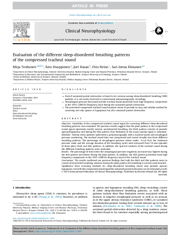 (PDF) Evaluation of the different sleep-disordered breathing patterns ...