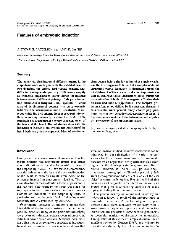 (PDF) Features of embryonic induction | Amy Sater - Academia.edu
