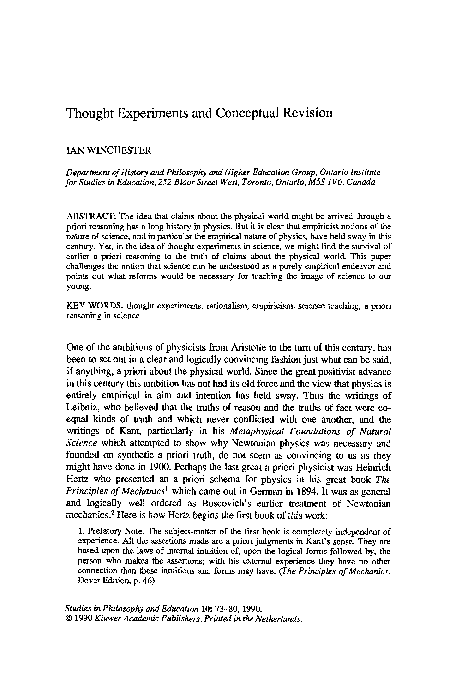 (PDF) Thought experiments and conceptual revision