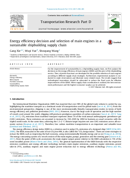(PDF) Energy efficiency decision and selection of main engines in a ...