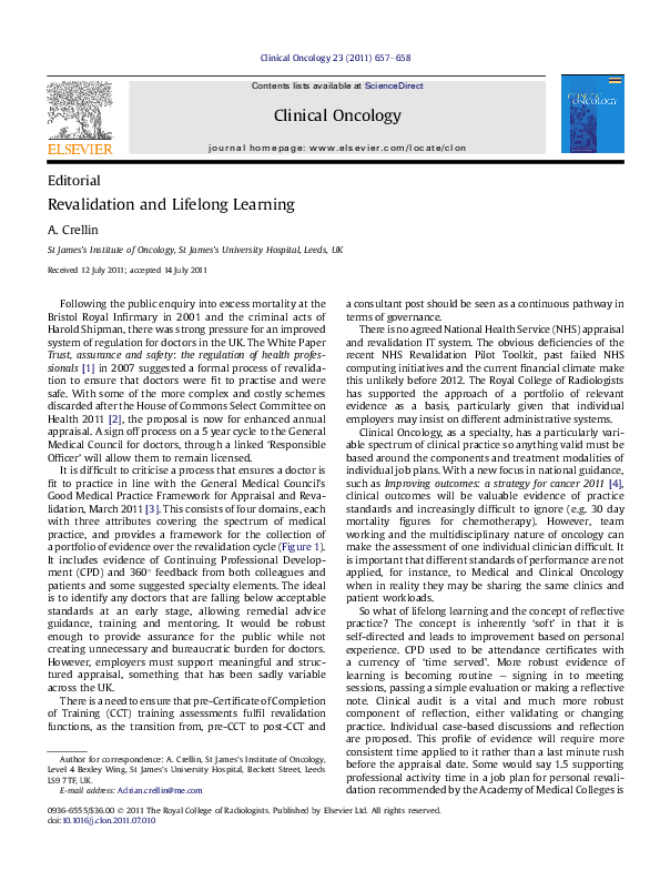 (PDF) Revalidation and Lifelong Learning