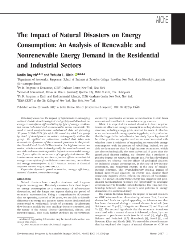 (PDF) The impact of natural disasters on energy consumption: An ...