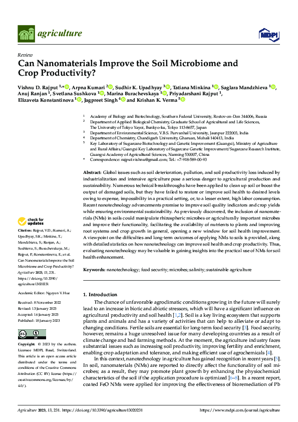 (PDF) Can Nanomaterials Improve the Soil Microbiome and Crop Productivity?