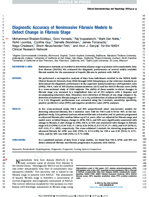 (PDF) Diagnostic Accuracy of Noninvasive Fibrosis Models to Detect Change in Fibrosis Stage