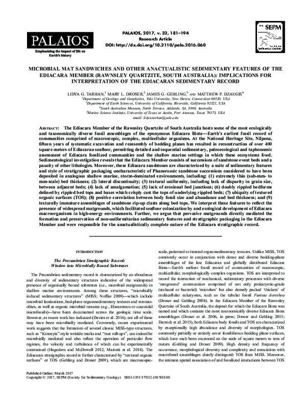 (PDF) Microbial Mat Sandwiches and Other Anactualistic Sedimentary ...