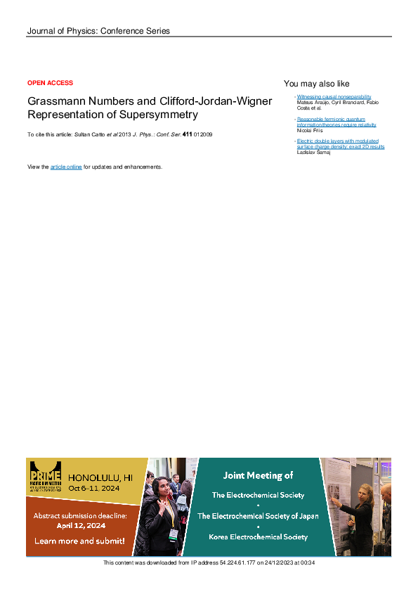 (PDF) Grassmann Numbers and Clifford-Jordan-Wigner Representation of ...