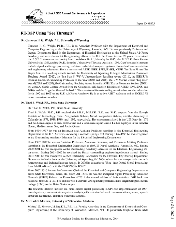 (PDF) Real-Time DSP Using “See-Through”
