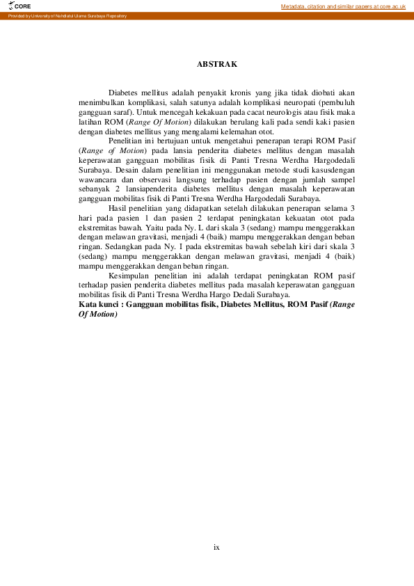(PDF) Penerapan Terapi Rom (Range of Motion) Pasif Pada Lansia ...