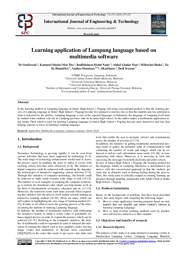 (PDF) Learning application of Lampung language based on multimedia software