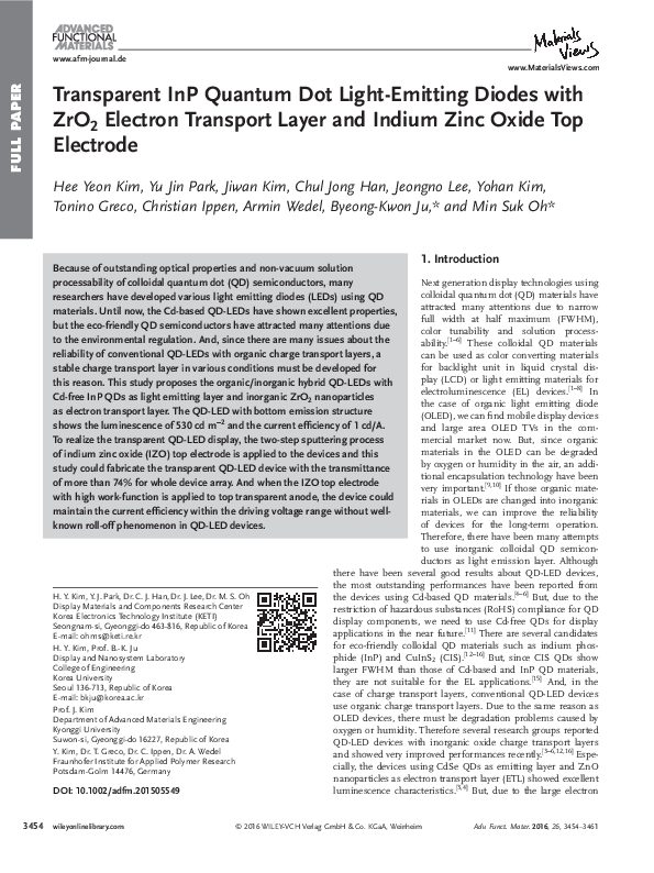 (PDF) Transparent InP Quantum Dot Light-Emitting Diodes with ...