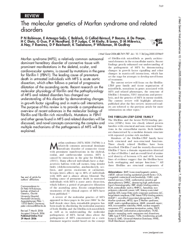 (PDF) The molecular genetics of Marfan syndrome and related disorders