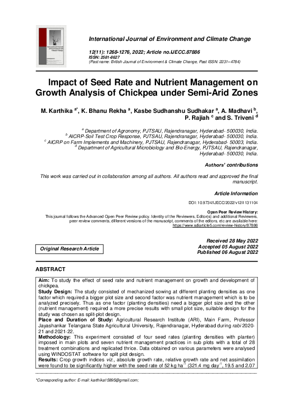 (PDF) Impact of Seed Rate and Nutrient Management on Growth Analysis of ...
