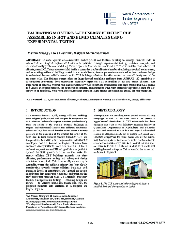 Pdf Validating Moisture Safe Energy Efficient Clt Assemblies In Hot