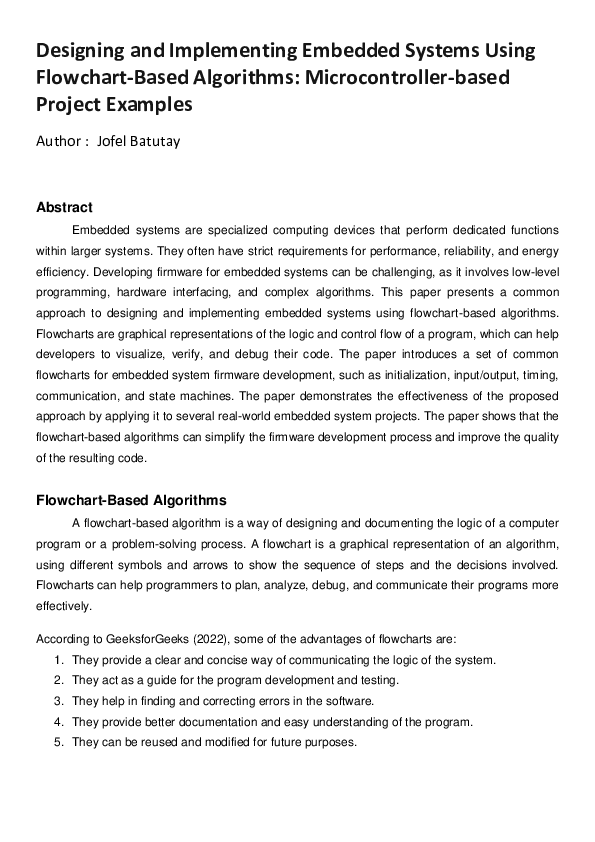 (PDF) Designing and Implementing Embedded Systems Using Flowchart-Based Algorithms ...