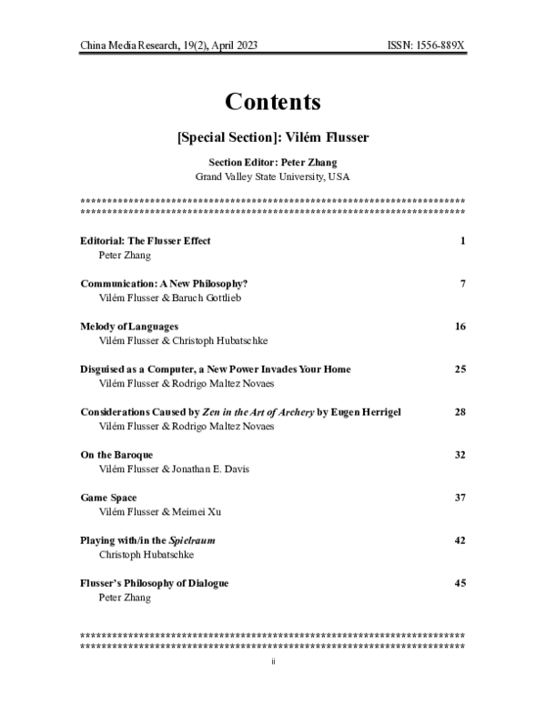 (PDF) Special Section on Vilem Flusser (April 2023)