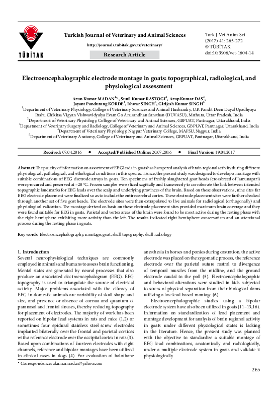 (PDF) Electroencephalographic electrode montage in goats: topographical ...