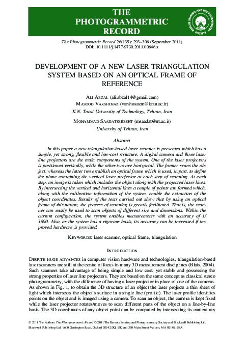 (PDF) Development of a new laser triangulation system based on an ...