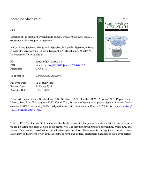 (PDF) Structure of the capsular polysaccharide of Acinetobacter ...