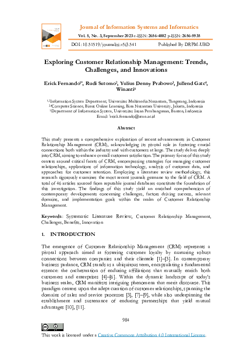 (PDF) Exploring Customer Relationship Management: Trends, Challenges ...