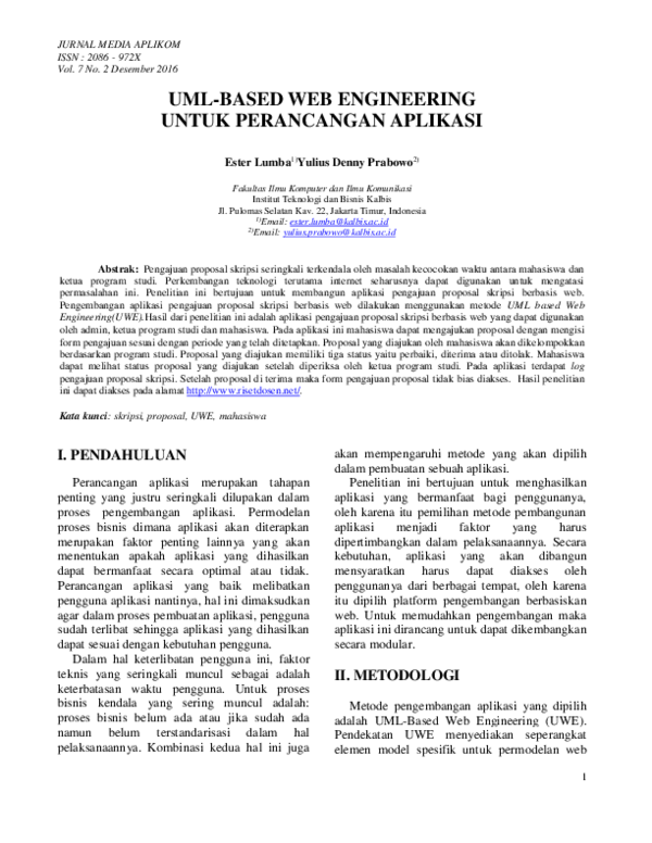 (PDF) UML-Based Web Engineering Untuk Perancangan Aplikasi