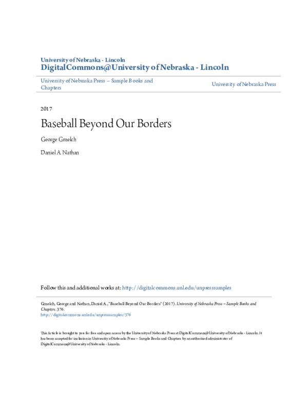 (PDF) Baseball Beyond Our Borders