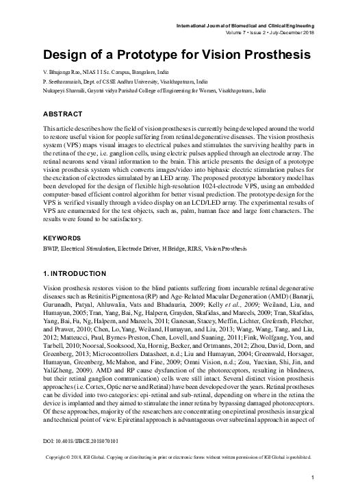 (PDF) Design of a Prototype for Vision Prosthesis