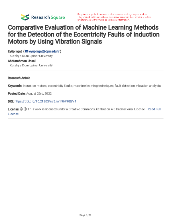 (PDF) Comparative Evaluation of Machine Learning Methods for the Detection of the Eccentricity ...