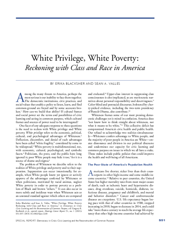(PDF) White Privilege, White Poverty: Reckoning with Class and Race in ...