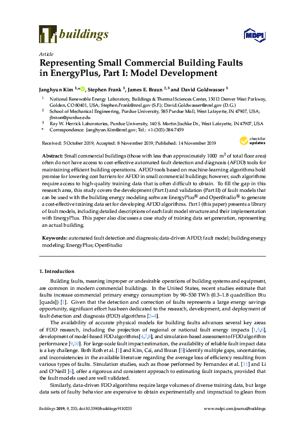 (PDF) Representing Small Commercial Building Faults in EnergyPlus, Part ...