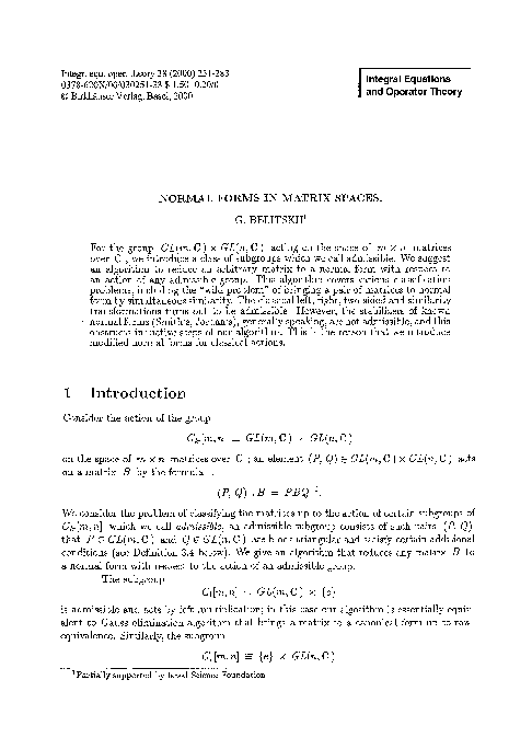 (PDF) Normal forms in matrix spaces