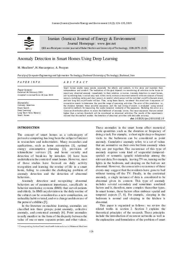 Pdf Anomaly Detection In Smart Homes Using Deep Learning