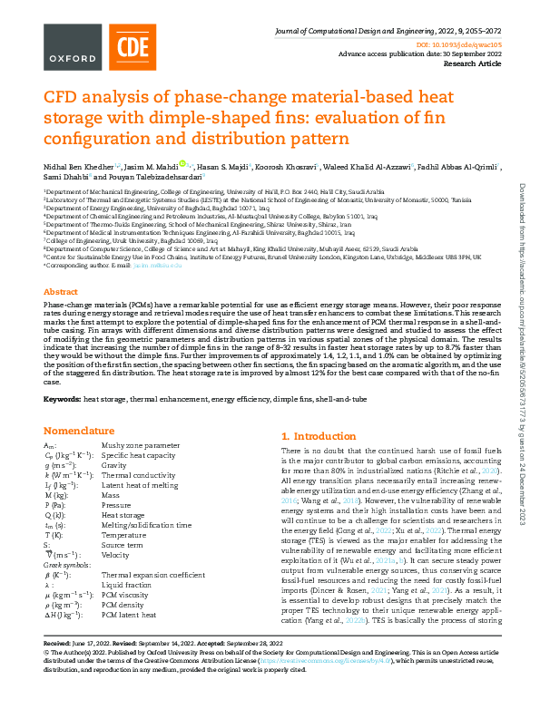 (PDF) CFD analysis of phase-change material-based heat storage with ...