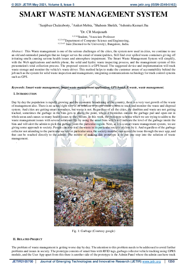 (PDF) Smart waste Management System