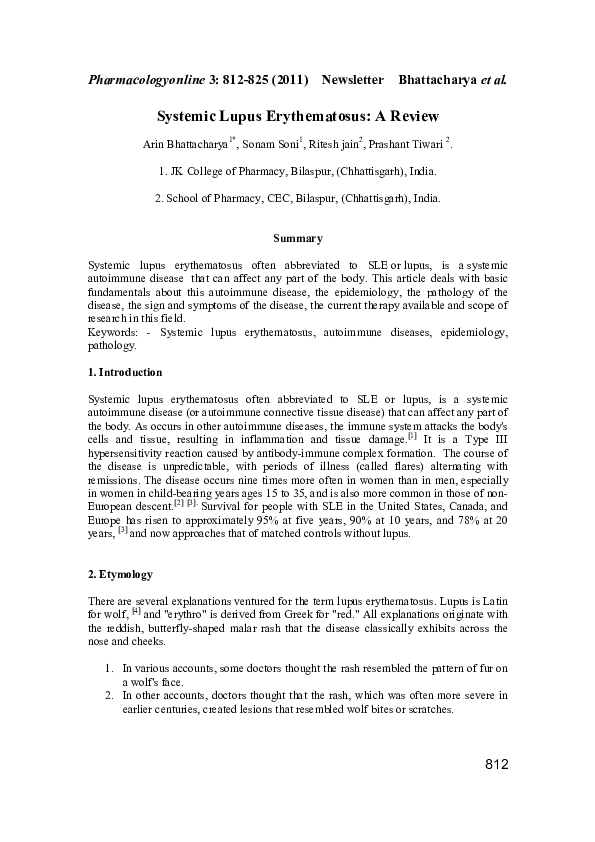 (PDF) Systemic Lupus Erythematosus: A Review