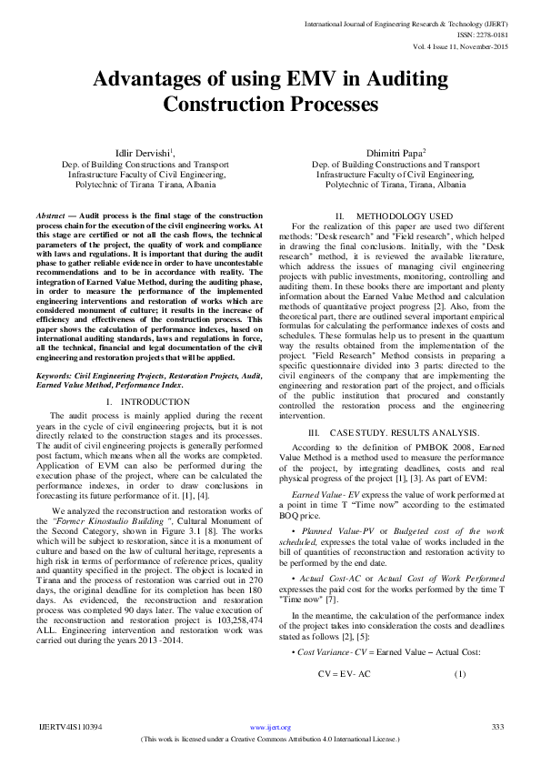 (PDF) Using EMV to Enhance Auditing in Construction Projects