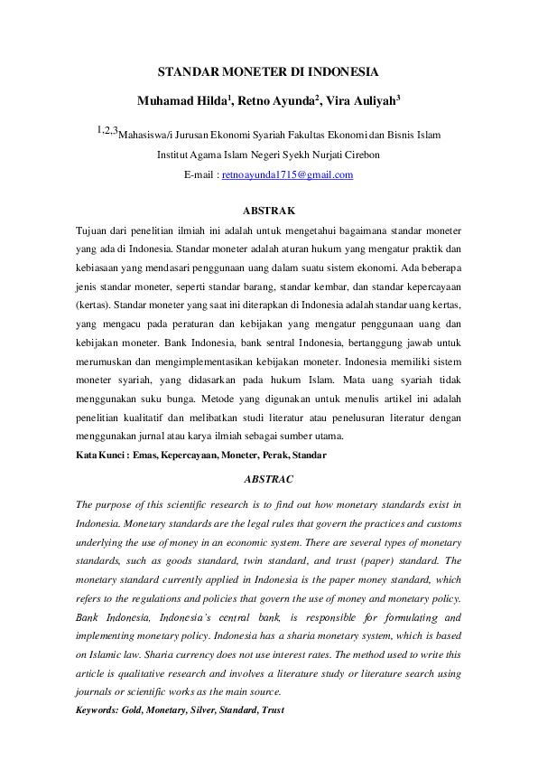 (PDF) STANDAR MONETER DI INDONESIA