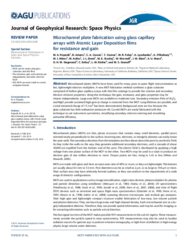 (PDF) Microchannel plate fabrication using glass capillary arrays with ...