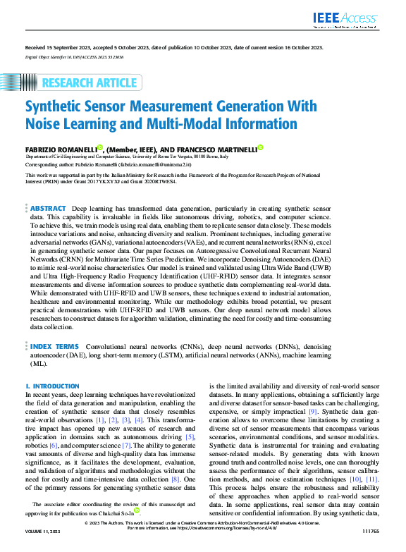(PDF) Synthetic Sensor Measurement Generation With Noise Learning and ...