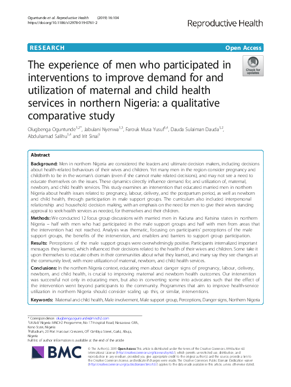 (PDF) The experience of men who participated in interventions to ...