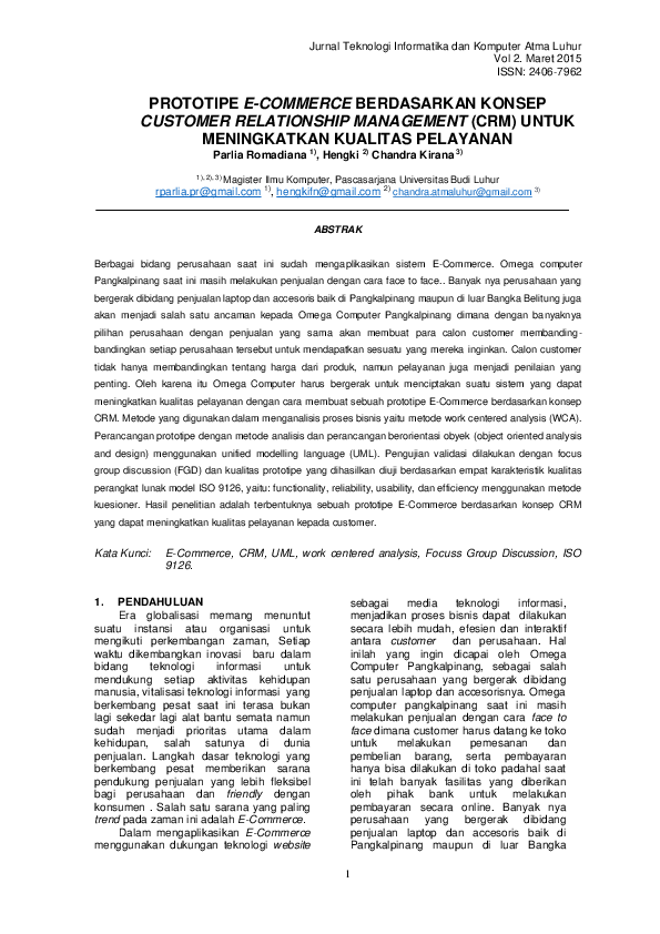 (PDF) Prototipe E-Commerce Berdasarkan Konsep Customer Relationship Management (CRM) Untuk ...