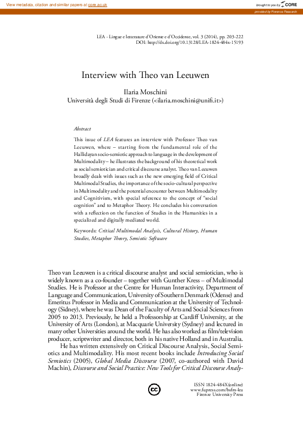(PDF) Interview with Theo van Leeuwen