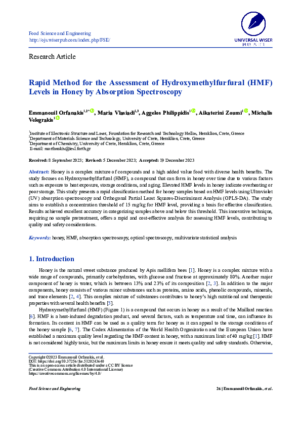 (PDF) Rapid Method for the Assessment of Hydroxymethylfurfural (HMF ...