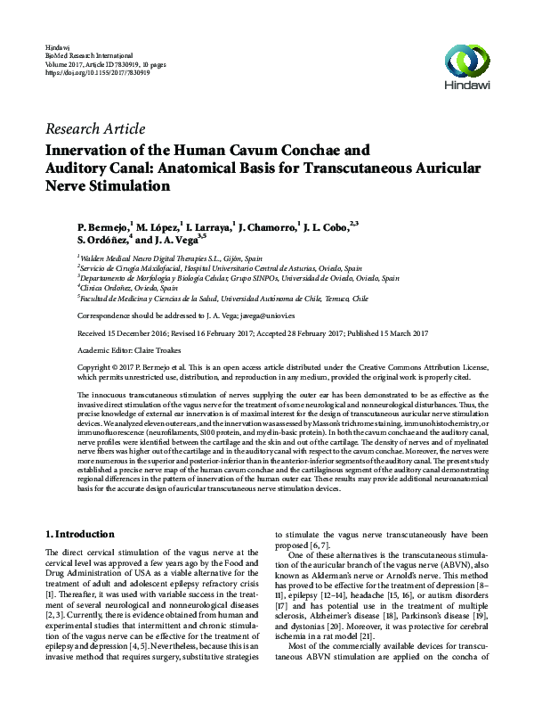 (PDF) Innervation of the Human Cavum Conchae and Auditory Canal ...