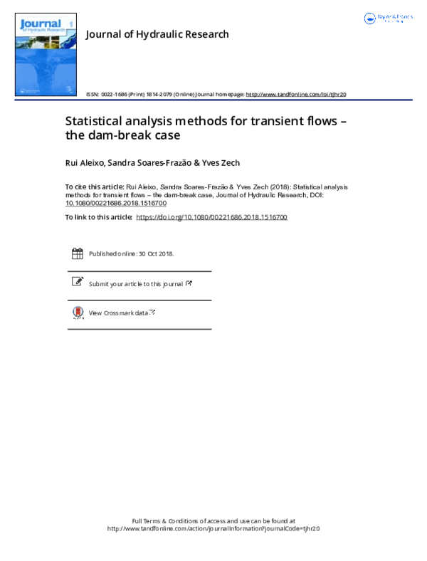 (PDF) Statistical analysis methods for transient flows – the dam-break case | Sandra Soares ...