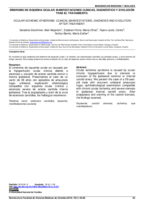 (PDF) Síndrome de isquemia ocular: manifestaciones clínicas ...