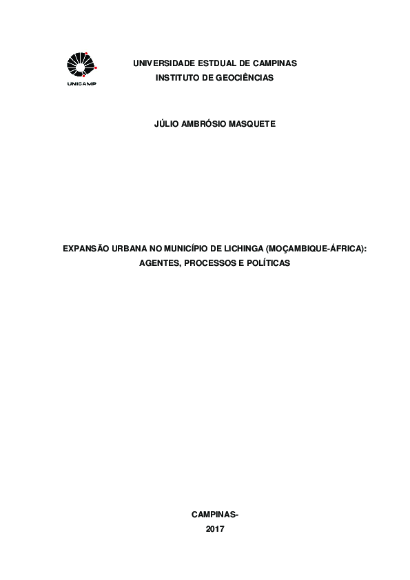 (PDF) Expansão urbana no município de Lichinga (Moçambique - África)
