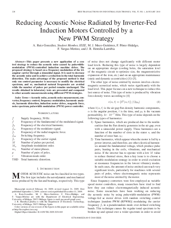 (PDF) Reducing Acoustic Noise Radiated by Inverter-Fed Induction Motors ...